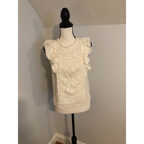 Maeve | Tops | Anthropologie Maeve Victoria Ruffle Lace White Blouse ...